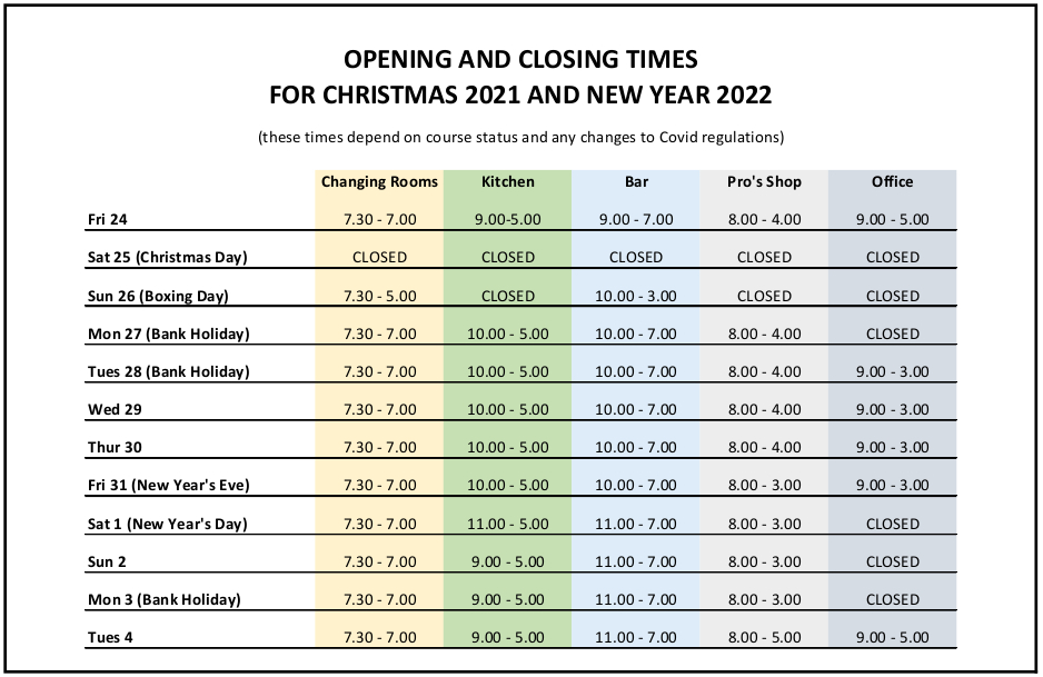 Festive Period Opening Hours
